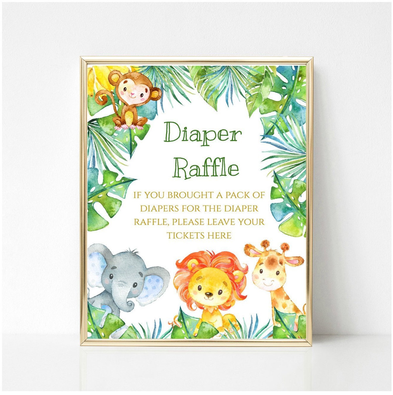 Diaper Raffle Sign Safari, Wild One Table Sign,printable,safari Table ...