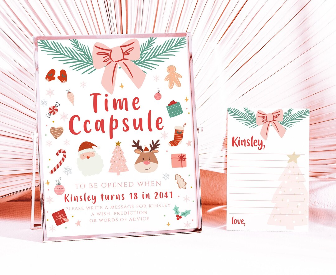 EDITABLE Christmas Time Capsule and Matching Note Cards, Oh What Fun ...