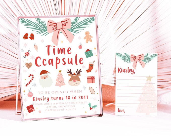 EDITABLE Christmas Time Capsule and Matching Note Cards, Oh What Fun ...