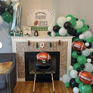 Football Birthday Backdrop Boy, First Year Down Personalized Printed ...