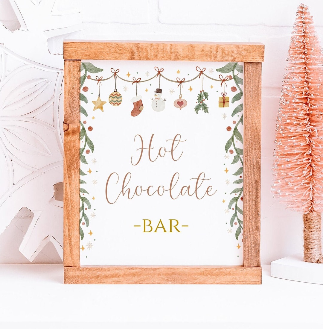 Printable Christmas Hot Chocolate Bar Sign, A Merry Little Baby Shower ...