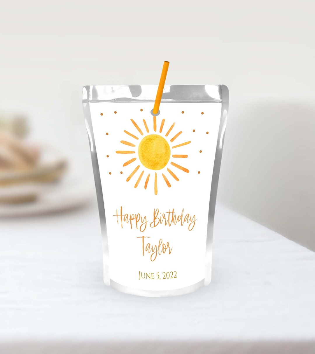 Editable Boho Sunshine Rainbow Capri Sun Label- First Birthday ...