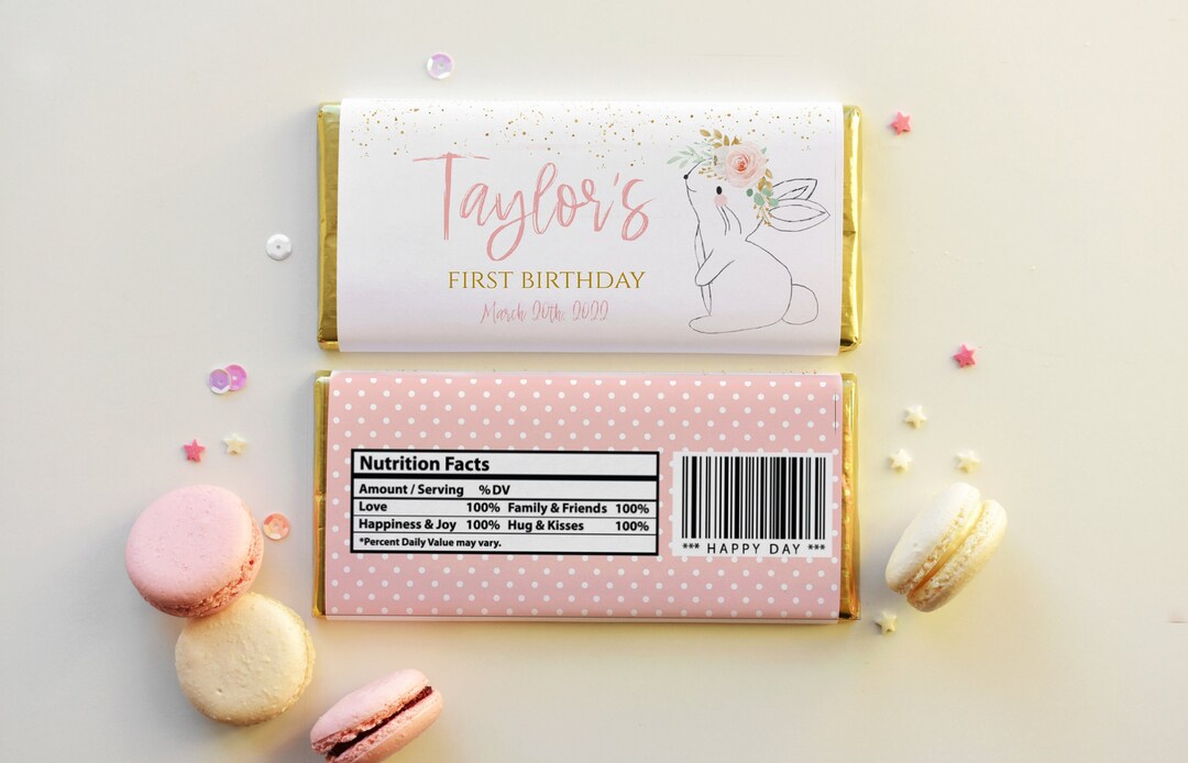 EDITABLE Bunny Chocolate Bar Wrapper Template 1.55oz, Printable Bunny ...