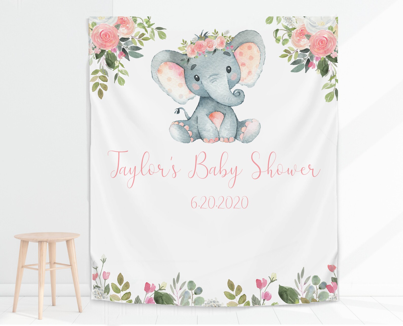 Elephant Baby Shower Backdrop for Girl Pink Little Peanut - Etsy