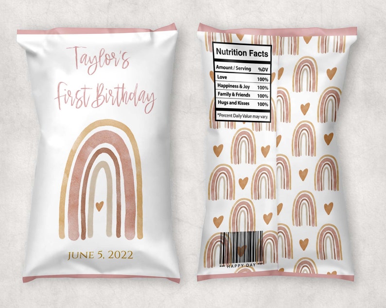 Editable Boho Rainbow Capri Sun Label First Birthday - Etsy