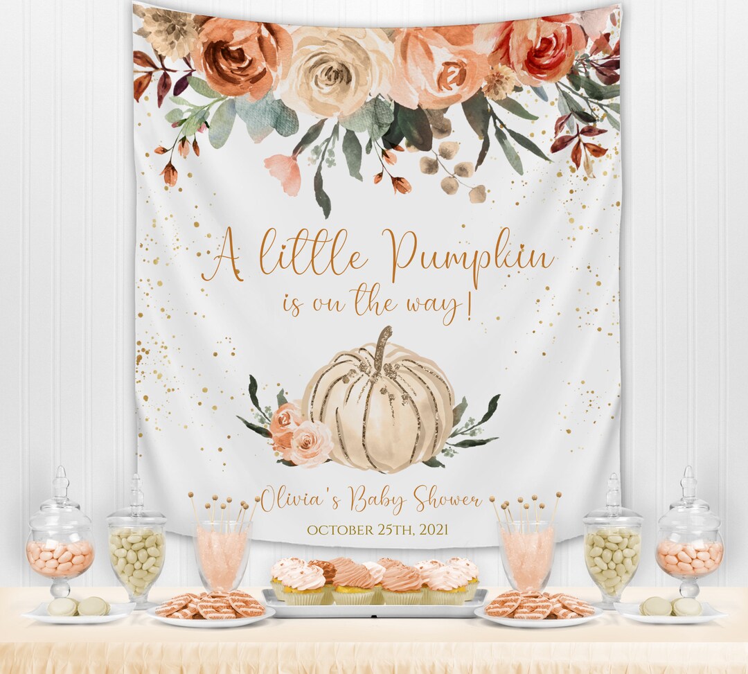 Boho Pumpkin Baby Shower Backdrop, Neutral Pumpkin Backdrop for Baby ...