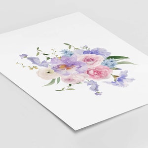 Purple Floral Garden Watercolor Prints, Lavender Floral Nursery Wall ...