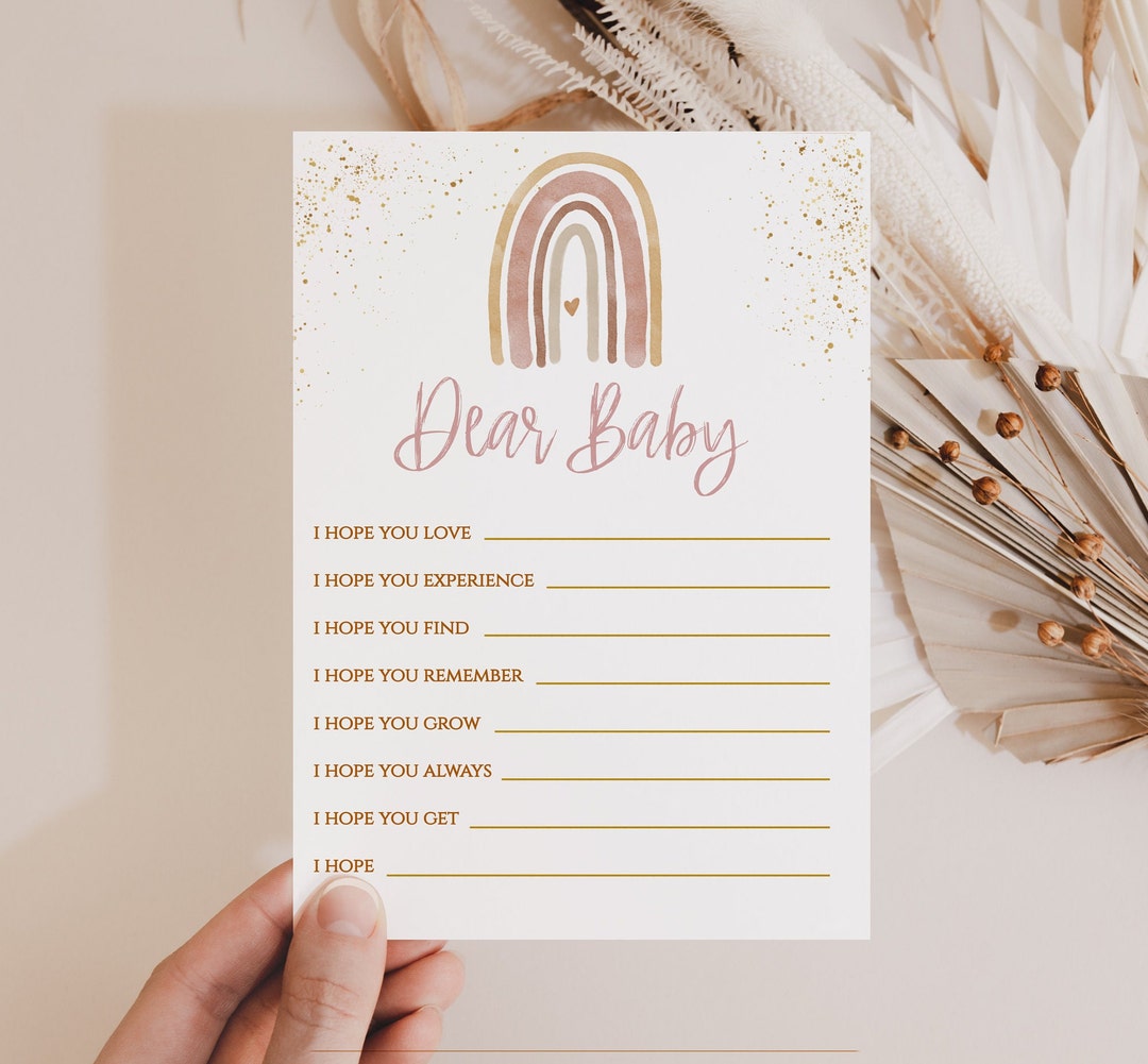 Boho Rainbow Dear Baby Card , Advice for Baby | Printable Advice Card ...