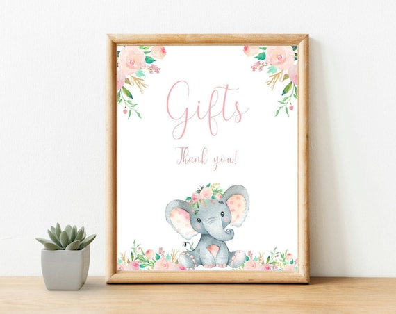 Elephant Gift Sign Pink Floral Elephant Boho Elephant Baby | Etsy