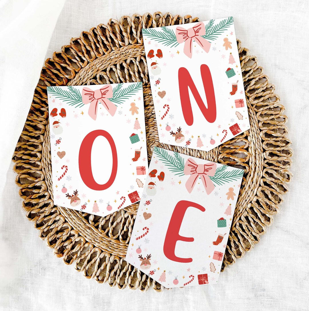 Editable Christmas Banner, Any Letter, First Birthday, Oh What Fun ...