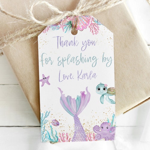 Editable Mermaid Tag Mermaid Party Favor Tags Mermaid - Etsy