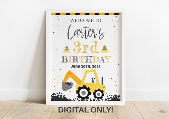 Construction Birthday Welcome Sign Boyprintable Construction | Etsy
