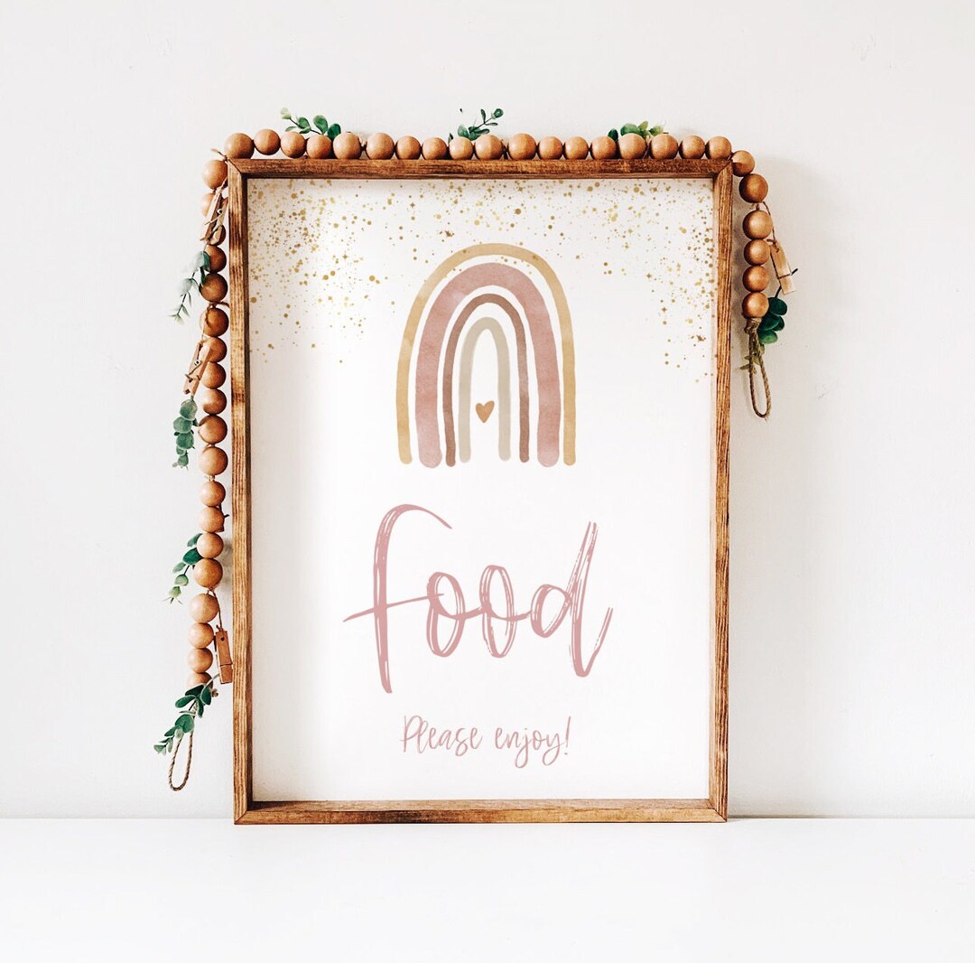 Boho Rainbow Food Table Sign Blush, 1st Birthday Gift Table Party Sign ...