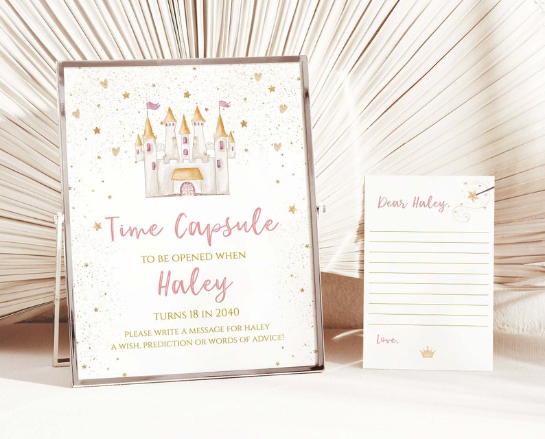 EDITABLE Princess Time Capsule and Matching Note Cards - Etsy