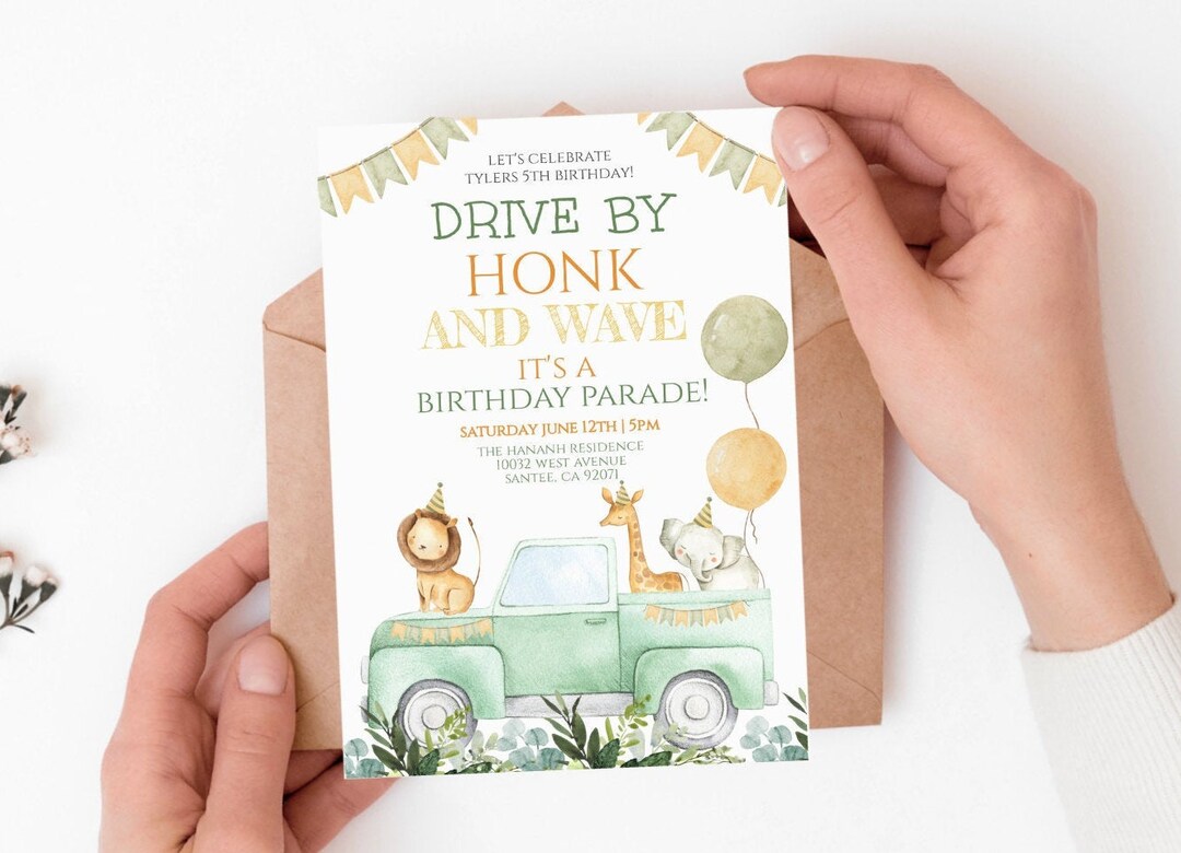 Editable Drive by Birthday Parade Invitation Drive by Kids Birthday ...