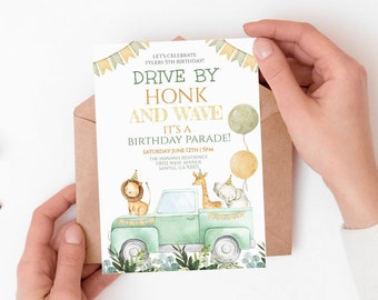 Editable Drive by Birthday Parade Invitation Drive by Adult Birthday ...