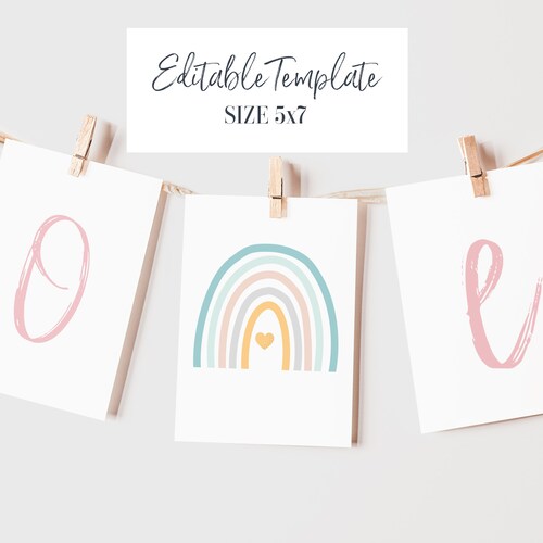 Pastel Rainbow First Birthday Invitation Editable Rainbow - Etsy