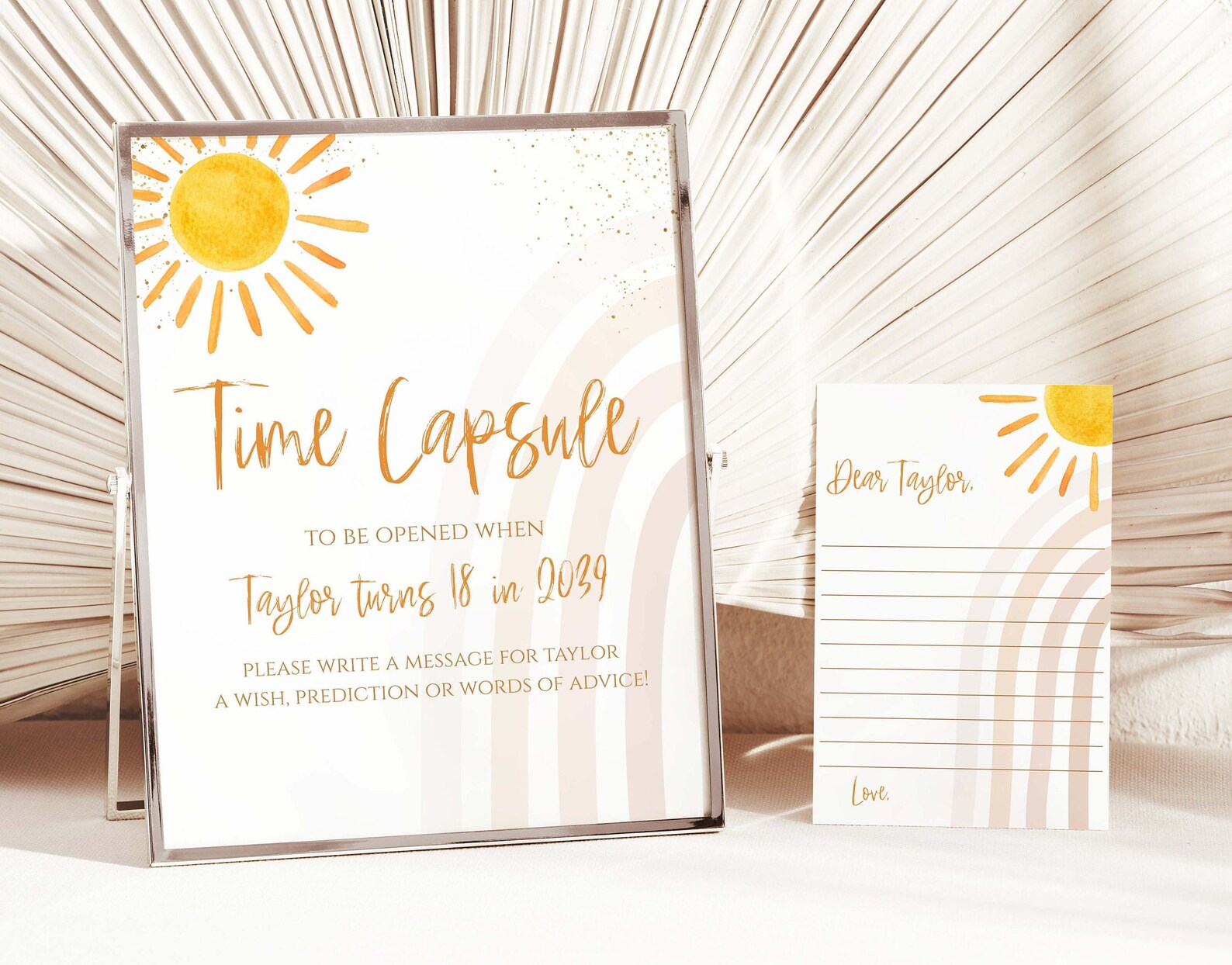 EDITABLE Sunshine Time Capsule and Matching Note Cards | Etsy