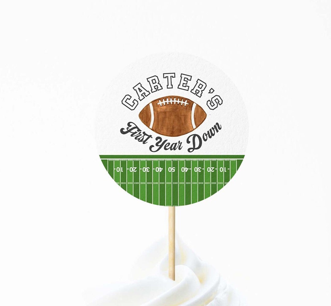 Editable Football Cupcake Topper Cutouts, Printable Round Personalized ...