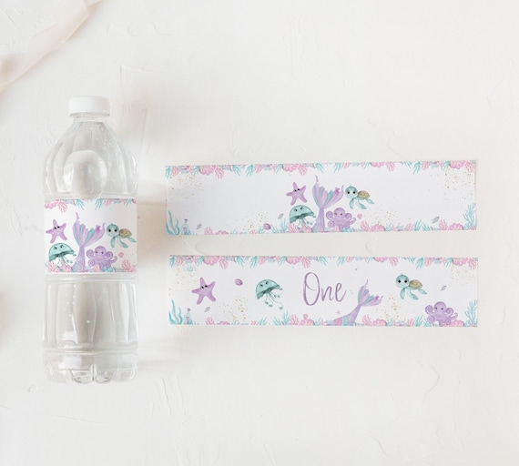 EDITABLE Mermaid Water Bottle Labels Under the Sea Birthday - Etsy