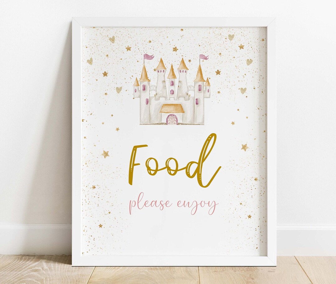 Princess Party Food Sign Blush, 1st Birthday Dessert Table Party Sign ...
