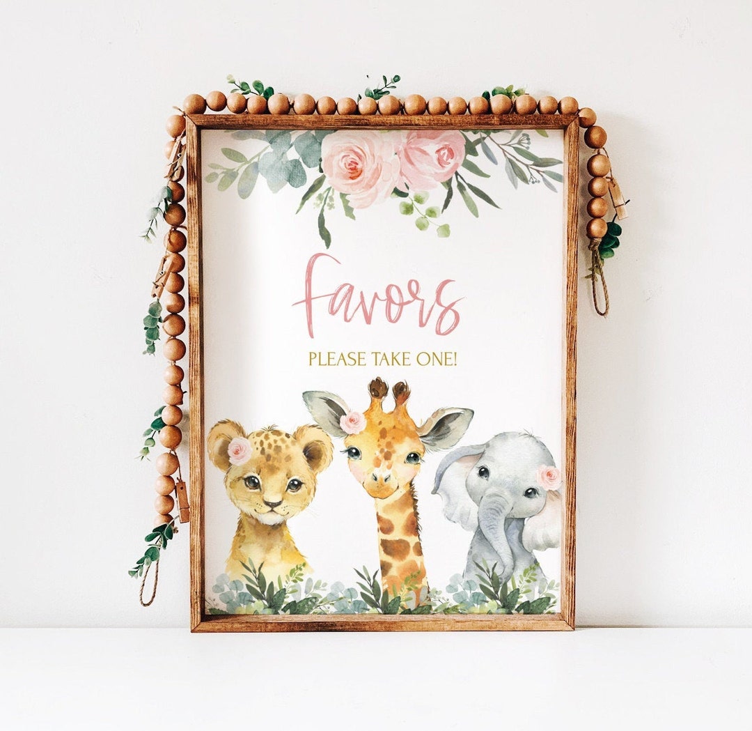 Favors Table Sign Safari Floral, Wild One Table Sign,printable,safari ...