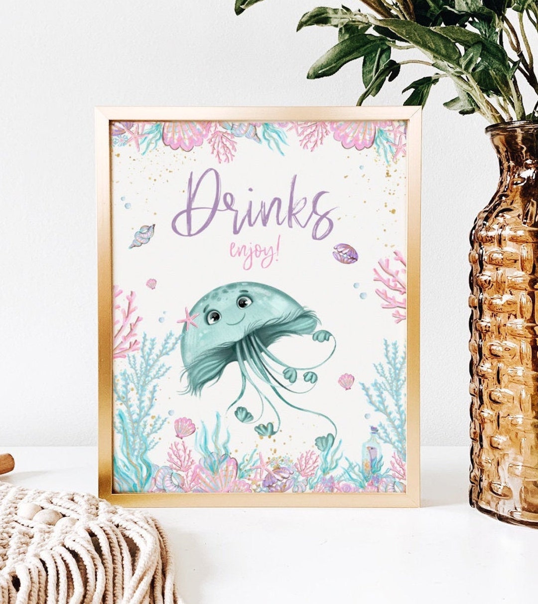 Pastel Mermaid Drinks Sign, Under the Sea Drink Table Sign, Printable ...