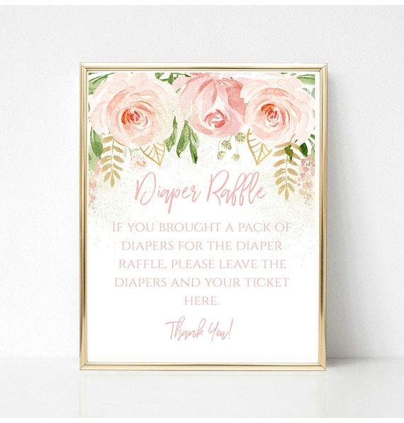 Diaper Raffle floral table Sign floral shower sign Baby | Etsy