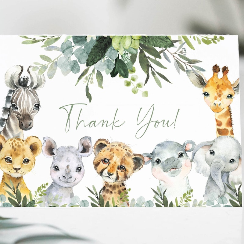 Safari Baby Shower Thank You Cards - Etsy
