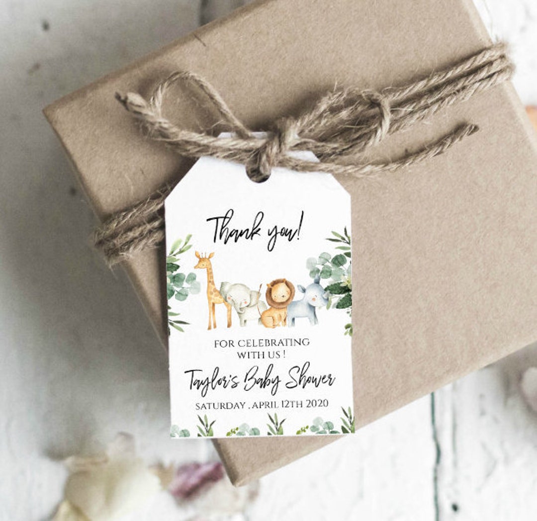 Editable Jungle Thank You Party Tags, Birthday Favor Gift Tags, Wild ...