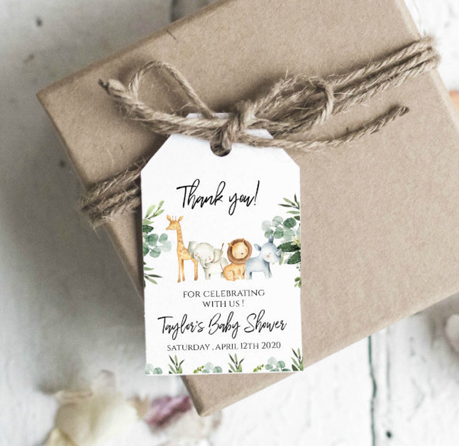 Editable Jungle Thank You Party Tags, Birthday Favor Gift Tags, Wild ...