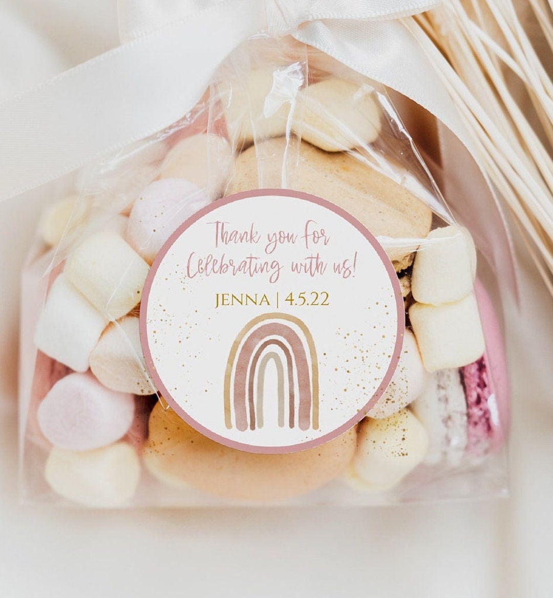 EDITABLE Rainbow Boho Circle Sticker Label, Round Tag, Printable Boho ...