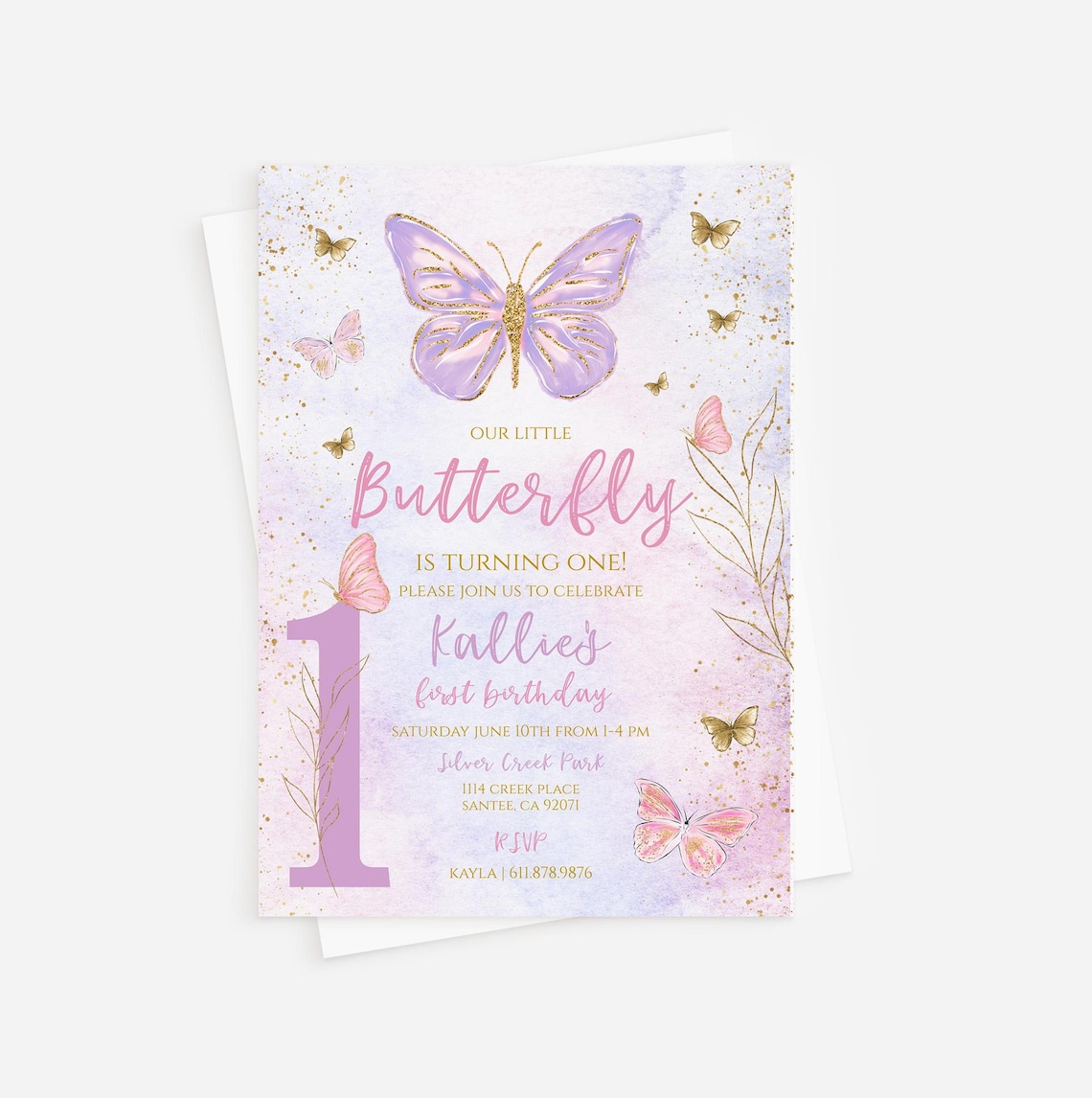 Butterfly First Birthday Invitation | Editable Pastel Butterfly Invite ...