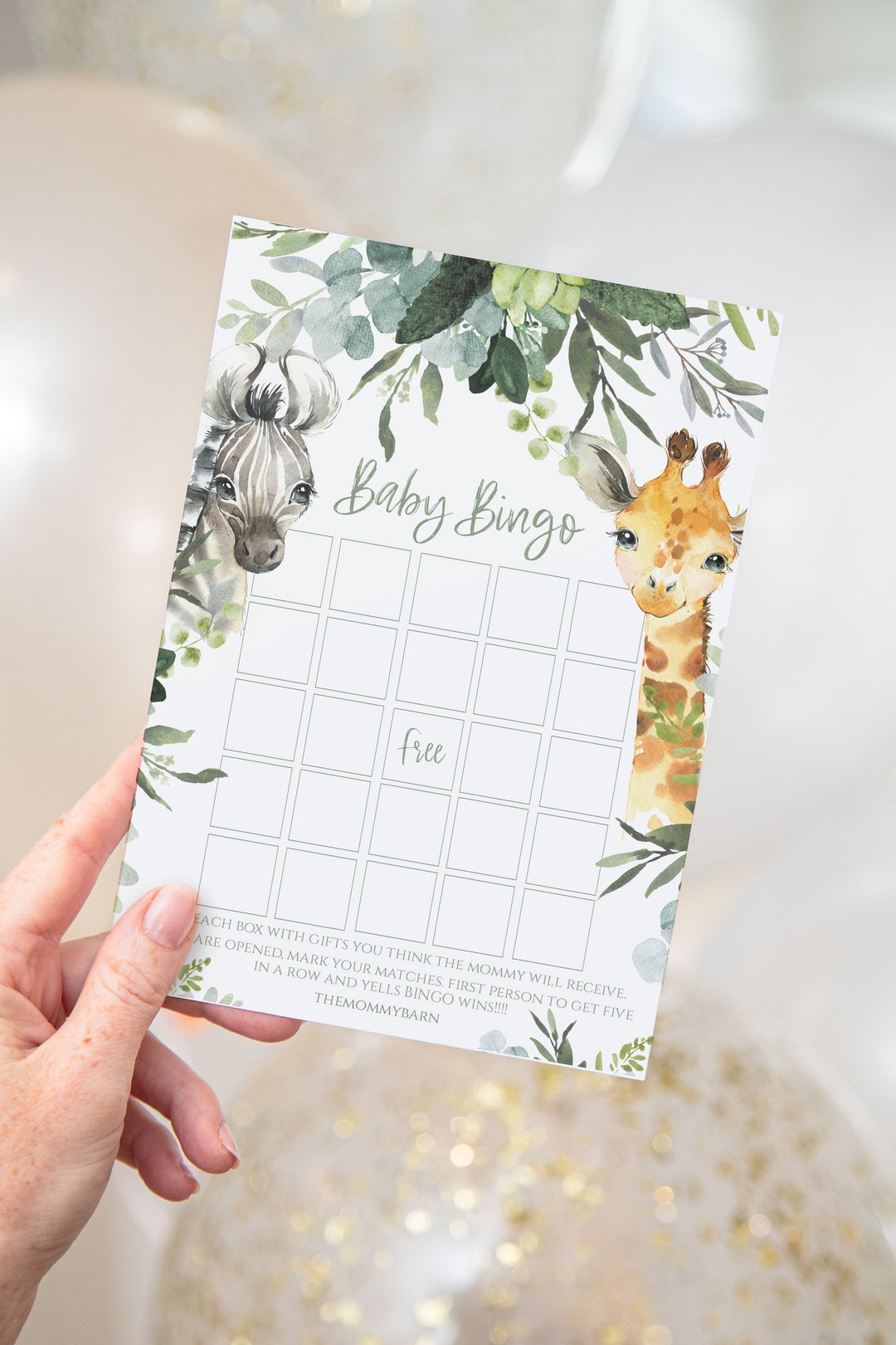 Safari Baby Shower Bingo Game Boy , Printable for a Gender Neutral ...