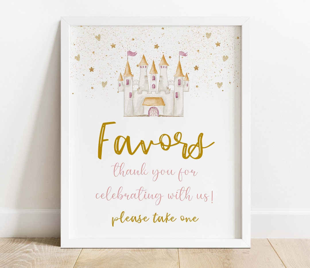 Princess Party Favors Sign Blush, 1st Birthday Favors Table Party Sign ...
