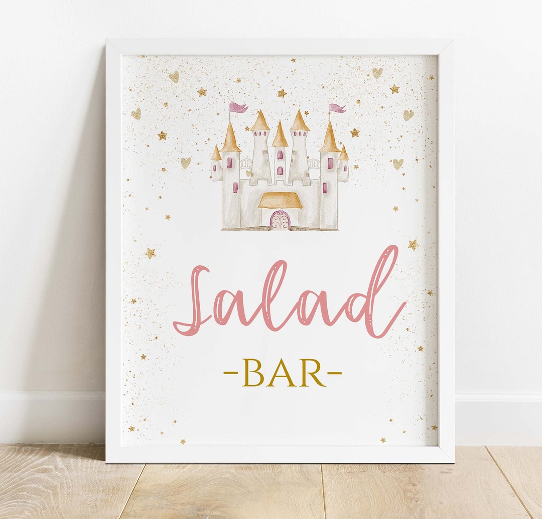 Princess Party Salad Bar Sign, Food Party Sign, Birthday Party Decor ...