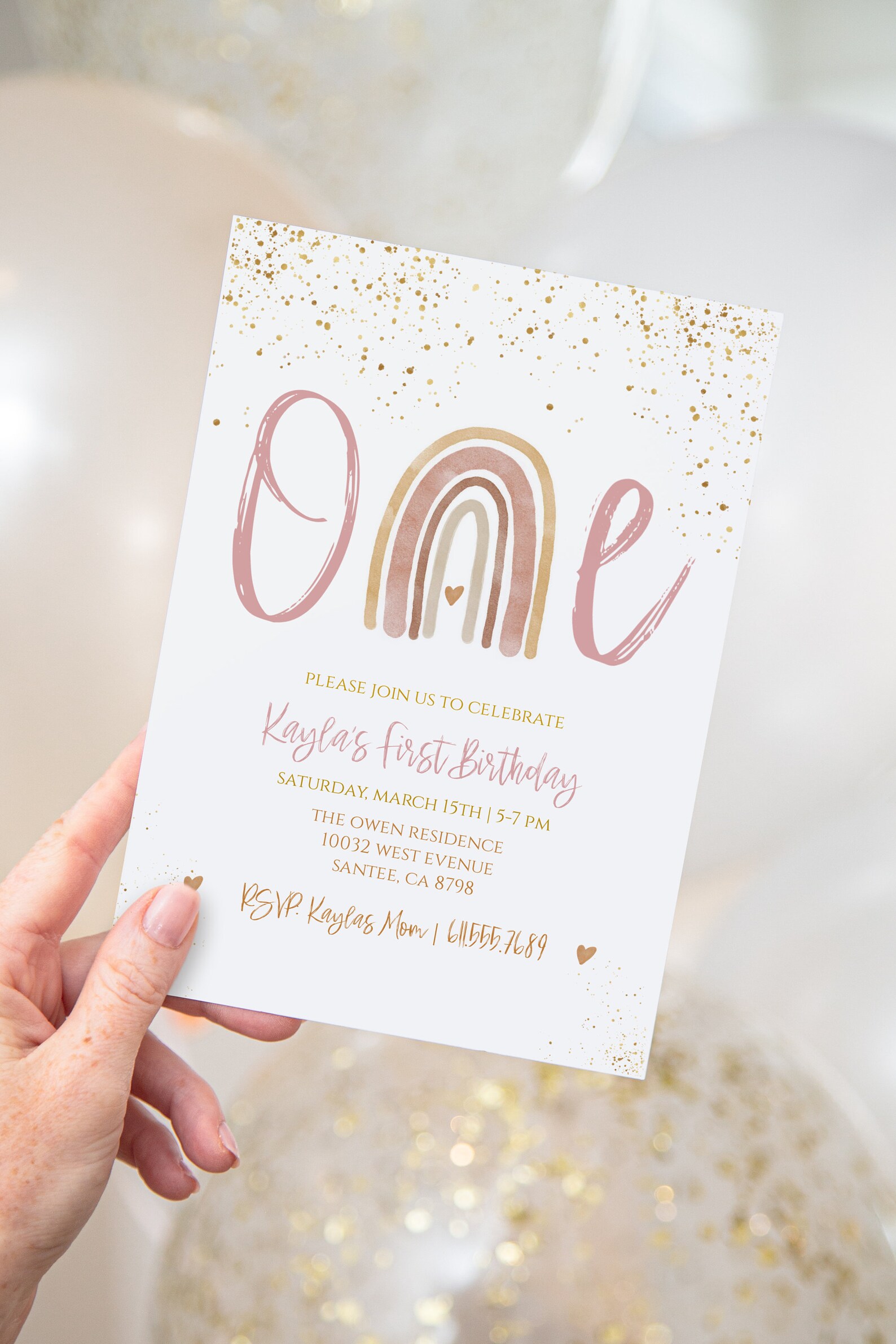 Editable Boho Rainbow Gable Box Lable First Birthday - Etsy