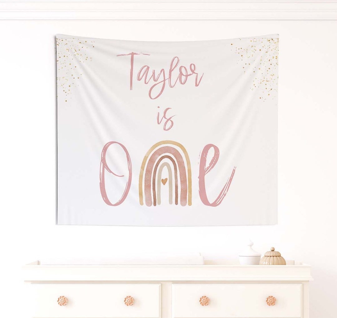 Boho Rainbow Birthday Backdrop | Blush Rainbow Backdrop| Personalized ...