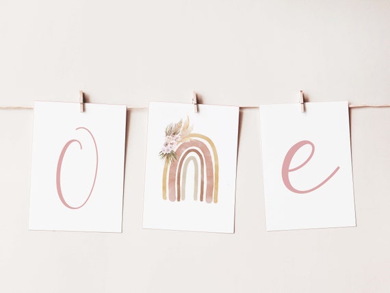 Editable Boho Rainbow Banner First Birthday Editable Modern - Etsy