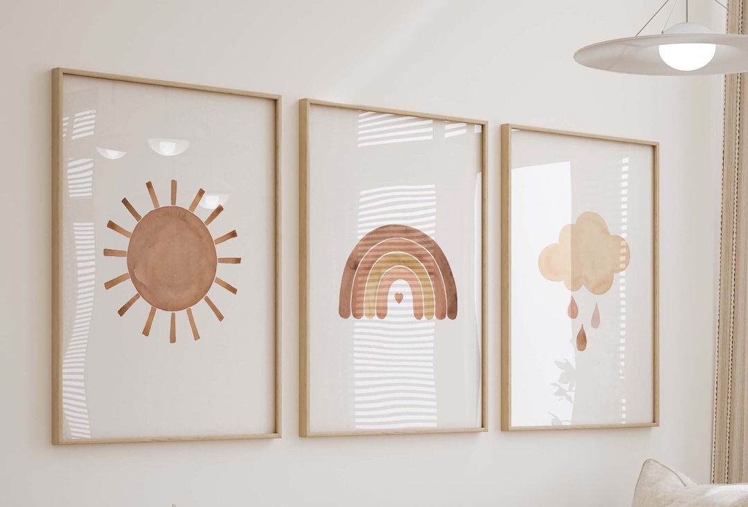 Boho Rainbow Watercolor Prints, Weather Nursery Wall Art, Girl's Room ...