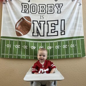 Football Birthday Backdrop Boy, First Year Down Personalized Printed ...
