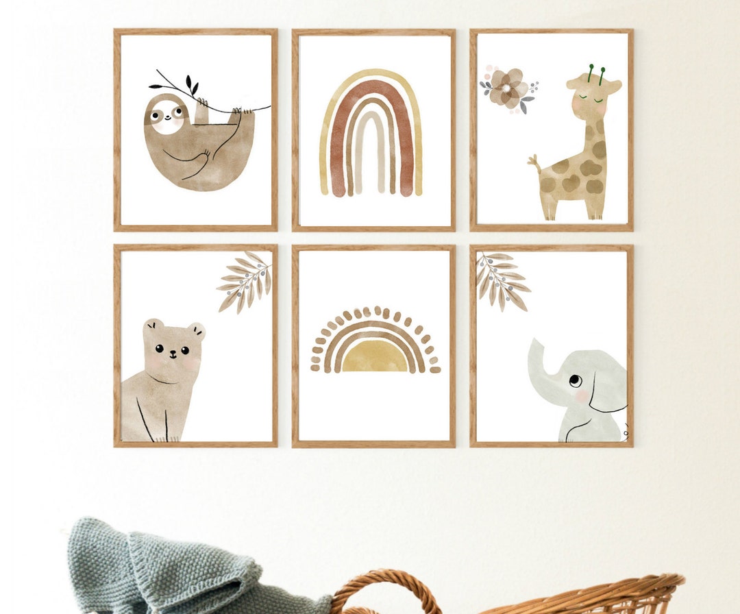 Boho Animal Nursery Prints, Bohemian Wall Art, Nursery Decor, Earthy ...