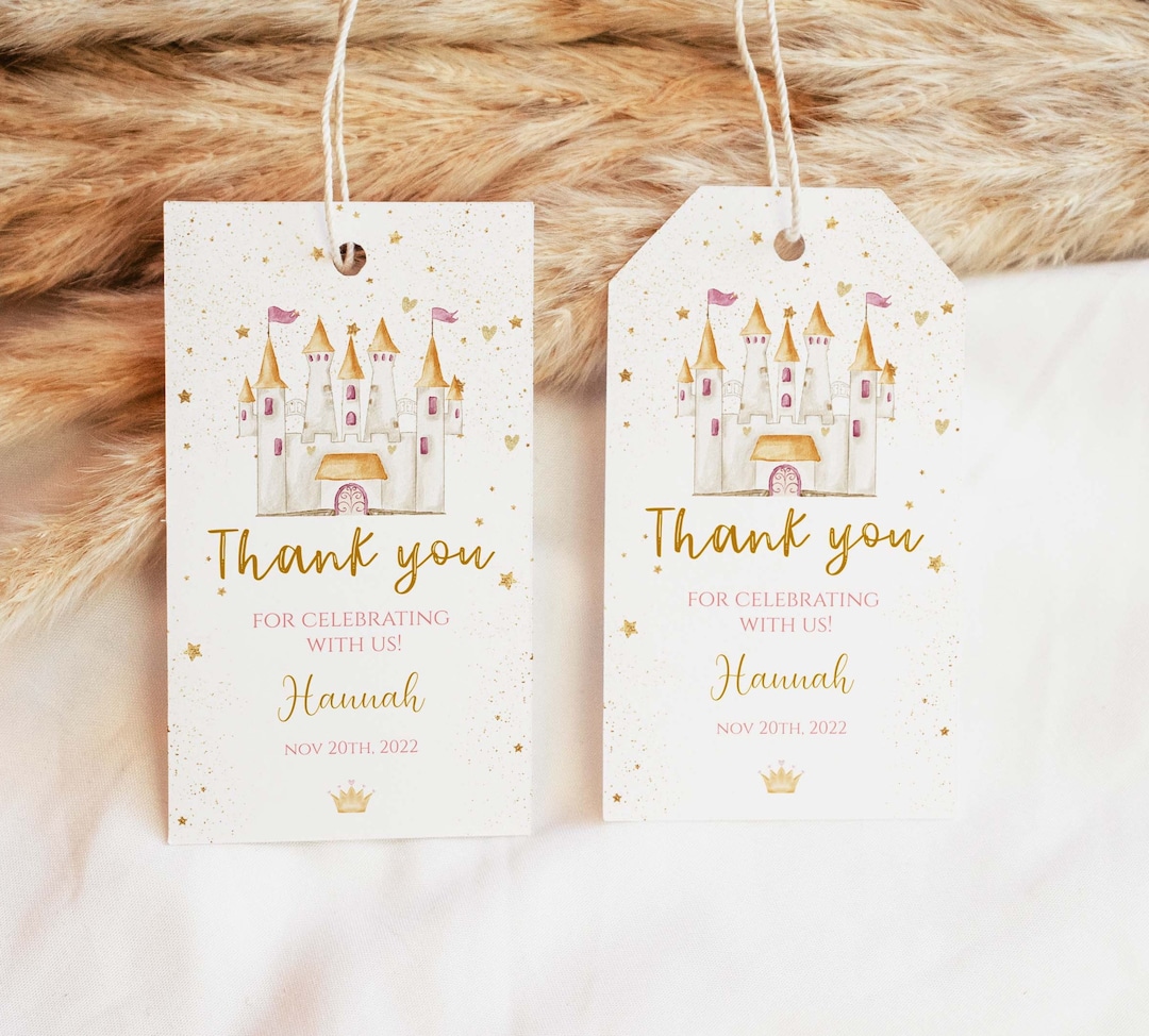 Editable Princess Thank You Party Tags, Baby Shower Favor Gift Tags ...