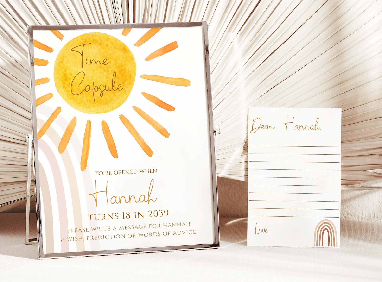 EDITABLE Sunshine Time Capsule and Matching Note Cards - Etsy