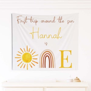 First Trip Around the Sun Backdrop | Sun Rainbow Birthday Backdrop ...