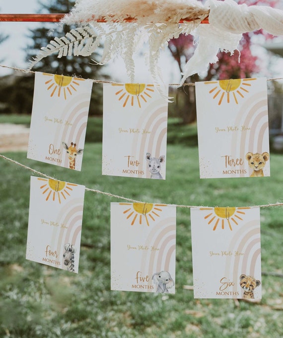Editable Boho Safari Animal Photo Banner First Birthday - Etsy