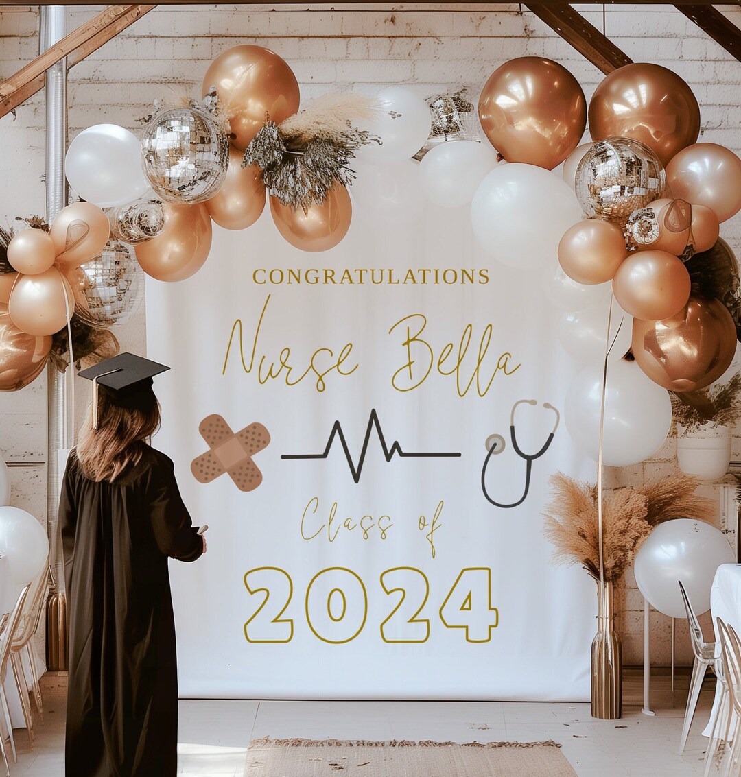 Nurse Graduation Backdrop Class of 2025, Custom Personalized Backdrop ...
