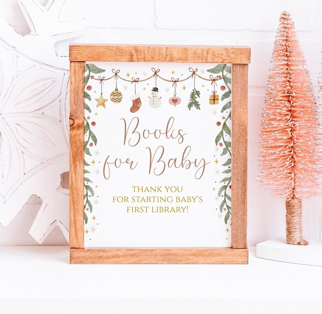 Printable Christmas Books for Baby Sign, A Merry Little Baby Shower ...