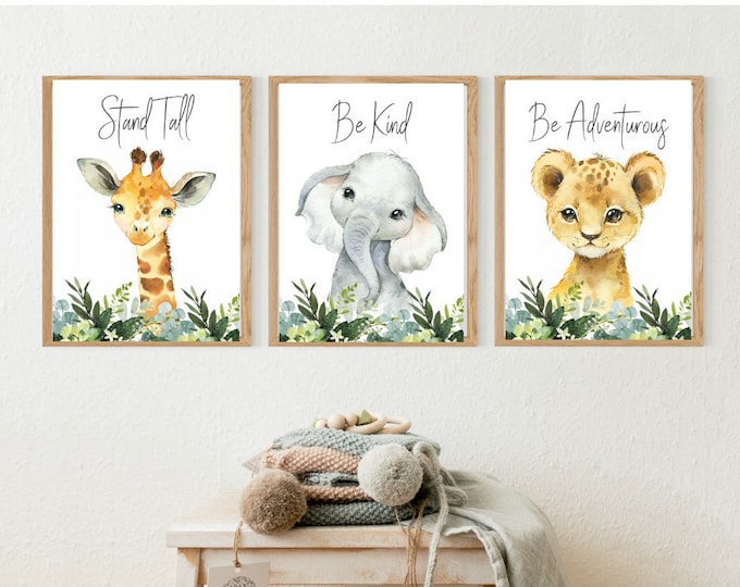 Set of 3 Safari Animal Prints,nursery Wall Decor,watercolor Jungle ...