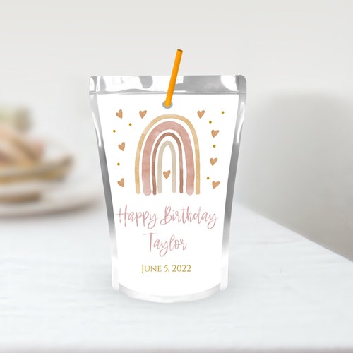 Editable Boho Rainbow Capri Sun Label First Birthday - Etsy